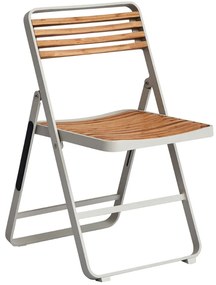 OnaDnes -20% Světle šedá zahradní skládací židle No.121 Mindo s bambusovým sedákem