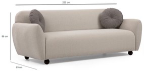 Hanah Home Třímístná pohovka EDDY krémová 223 cm 560ARE1329