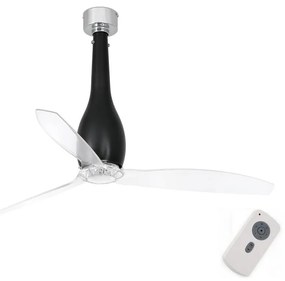 FARO Barcelona FARO 32003 - Stropní ventilátor ETERFAN černá/čirá pr. 128 cm + dálkové ovládání FA32003