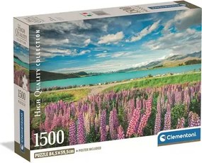 CLEMENTONI Puzzle Lupiny u jezera Tekapo / 1500 dílků / od 18 let