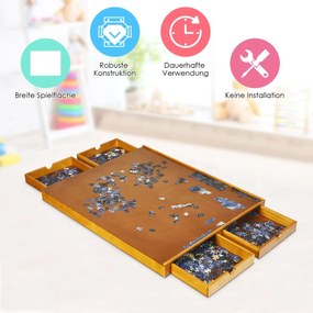 Costway Puzzle stolek s 4 zásuvkami Puzzle deska dřevo – 80 × 65 cm