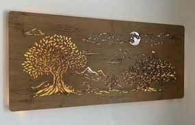 Li-Go "Čtyři duby a měsíc" světelný obraz 230V 130x60 cm provedení povrchu: bříza