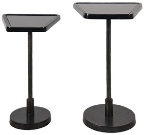 2ks černý antik kovový odkládací stolek Bione - 36*36*56 cm