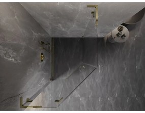 Mexen Lunar, L pětiúhelníkový sprchový kout naklápěcí doleva 80 x 100 cm, 8mm čiré sklo, zlatý profil, 831L-080L-100P-50-00-L