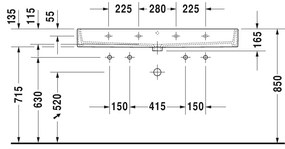 Duravit Vero Air- Umyvadlo na 2 baterie, 120x47 cm, bílá 2350120024