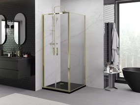 Mexen Exo, výklopná sprchová kabina, dveře 110 cm + boční stěna 110 cm, transparentní sklo, zlatá, 814-110-110-50-00