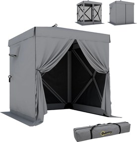 Outsunny 185×185 cm voděodolný skládací altán — stabilní, 4 síťové panely, UPF30+, párty stan — tmavě šedý | Aosom