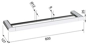 SAPHO RF011/15 Flori držák ručníků dvojitý 60 x 12,7 cm, černá mat