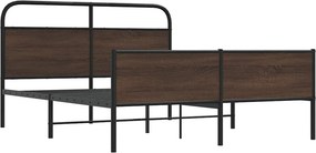Kovový rám postele bez matrace hnědý dub 150 x 200 cm 3318708