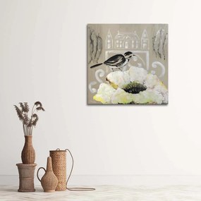 Gario Obraz na plátně Bílá květina a černý pták Rozměry: 30 x 30 cm