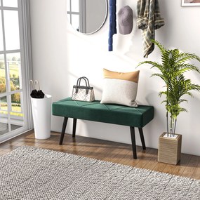 HOMCOM čalouněná lavice sametového vzhledu lavice k posteli lavice do předsíně X-vzor do 120 kg do ložnice 100x36x45 cm v zelené barvě