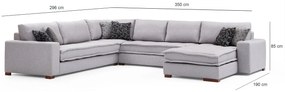Designová rohová sedačka Wilano 350 cm světle šedá