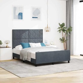 Postel s boxspringem s čelo Tmavě šedá 140 x 200 cm samet 3345012