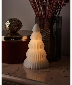 LED svíčka z pravého vosku na baterie, stromeček, bílý, ø 13 × 16 cm, 2× AA