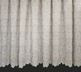Voálová Luxusní vyšívaná záclona Versailles  White and Beige metráž Ervi 3634-15