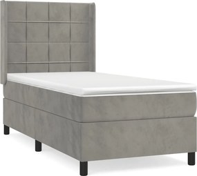 Box spring postel s matrací světle šedá 100x200 cm samet 3132663