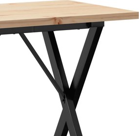 Jídelní stůl s X rámem 80 x 50 x 75,5 cm borové dřevo a ocel 3282760