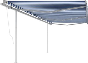 vidaXL Automatická zatahovací markýza se sloupky 6 x 3 m [3070007] Barva: Modro-bílá
