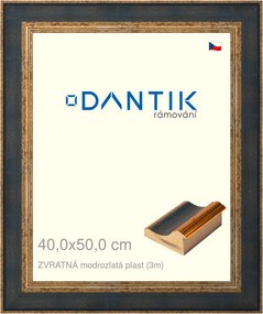 DANTIK rámeček 40x50 | ZVRATNÁ modrozlatá plast (Plexi Čiré)