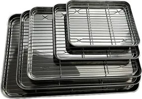 UG Grill Nerezový plech na pečení s mřížkou 26x20x2,5cm vel. S