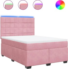 Box spring postel s matrací růžová 140x190 cm samet 3293211