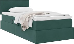 Postel s úložným prostorem Tmavě zelená 90 x 200 cm samet 3370674