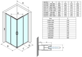 Gelco SIGMA SIMPLY sprchové dveře posuvné pro rohový vstup 1100 mm, čiré sklo GS2111