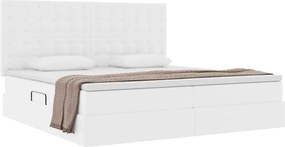 Postel s úložným prostorem Úplně bílá 200 x 200 cm Umělá kůže 3371682