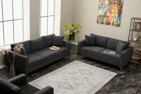 Hanah Home Třímístná pohovka BERLIN antracitová se zlatou 222 cm 825BLC2795