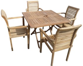 Noela Zahradní dřevěný set 1+4 pro 4 osoby Square I.