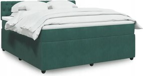 Box Spring Postel S Matrací Samet Tmavě Zelená Prošívaný design 180 x 200