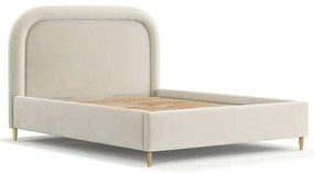 Krémová čalouněná dvoulůžková postel s úložným prostorem s roštem 180x200 cm Mija – Maison de Rêve