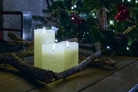 LED svíčka z pravého vosku na baterky, ø 8 × 10 cm, mandlová, 2× AA