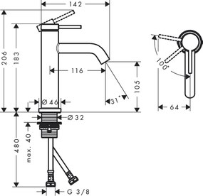 Hansgrohe Tecturis S, páková umyvadlová baterie 110 CoolStart EcoSmart+ bez odtokové soupravy, černá matná, HAN-73312670
