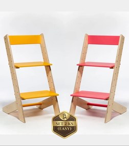 Lucas Wood Style - rostoucí židle EASY LINE zvýhodněný set 2 ks -  žlutá + růžová