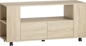 HOMCOM TV nábytek 106,68 cm s otočnými kolečky a brzdou, nastavitelné police a zásuvky, 102x34,5x48,5 cm, dřevo