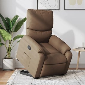 Zvedací polohovací křeslo hnědé textil 3204828