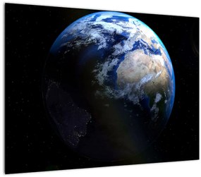 Skleněný obraz Země a Měsíce (70x50 cm)