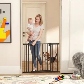 PawHut bezpečnostní zábrana pro psy a děti 76 až 102 cm s prodloužením, montáž bez vrtání, bílá