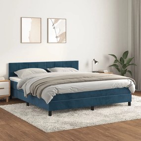 Box spring postel s matrací tmavě modrá 160x200 cm samet,  3141315
