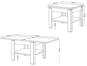 Rozkládací konferenční/jídelní stůl s odkládací policí LIA bílá