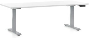 Výškově nastavitelný stůl OfficeTech D, 180 x 80 cm, šedá podnož, bílá