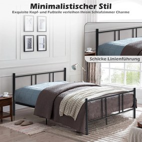 Costway Kovový rám postele Rám s čelem a podnožkou – 200 × 160 cm, černý