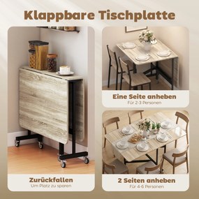 HOMCOM rozkládací jídelní stůl na kolečkách pro 4–6 osob, dub, 120 × 80 × 73 cm
