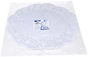Wimex 72340 - dekorativní krajka průměr 40 cm, kulatá, bílá - 100 ks