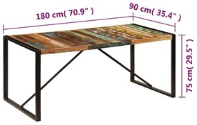 Jídelní stůl 180 x 90 x 75 cm masivní recyklované dřevo - Default Title