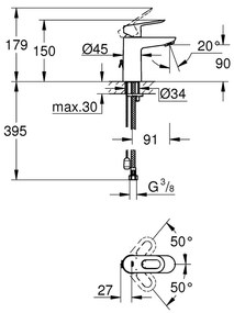 Grohe BauLoop - Páková umyvadlová baterie, DN 15 S-Size, chrom 23336000