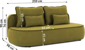 Zelená/tmavě zelená sametová rozkládací/s úložným prostorem dětská pohovka 210 cm Saga – Ropez