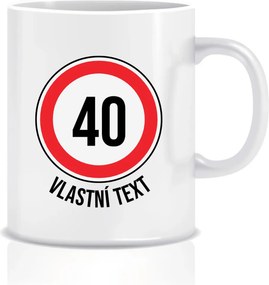 Personalizovaný klasický bílý hrníček 300 ml - narozeninová dopravní značka