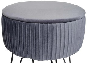 Taburetka s úložným prostorem K47 - samet, v45 x Ø33 cm - Šedá